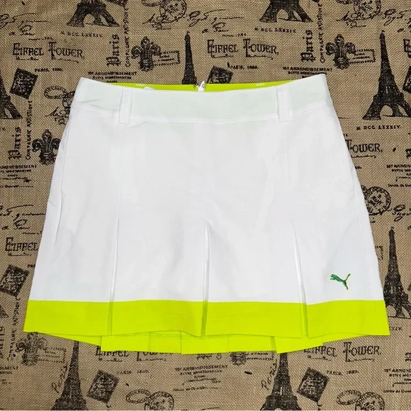 Puma | Skirts | Puma Whitegreen Lemon Golf Pleated Tech Skirt Skort ...
